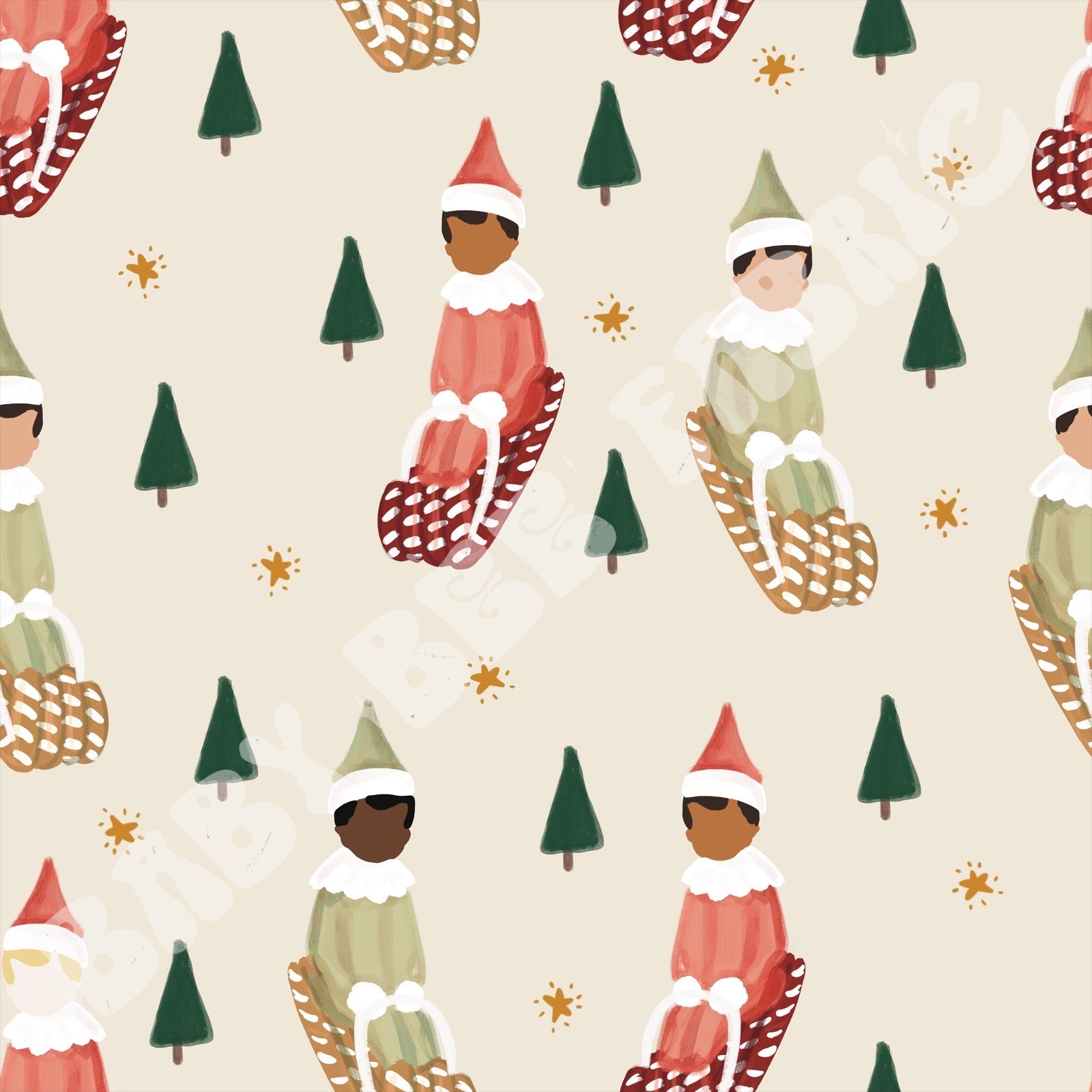 Elf Sleigh Ride – Baby Bee Fabric RTS