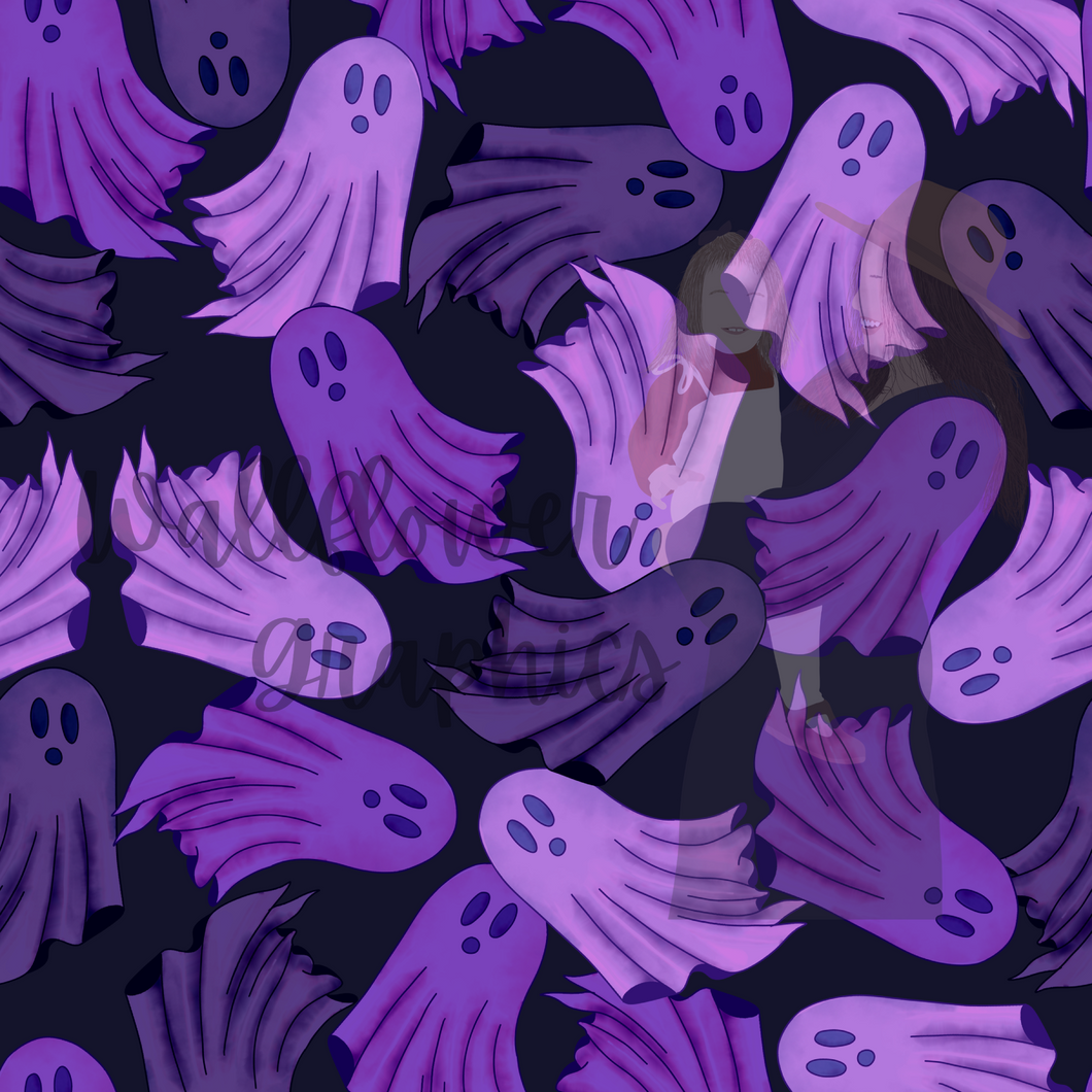 Dark Purple Ghosts – Baby Bee Fabric