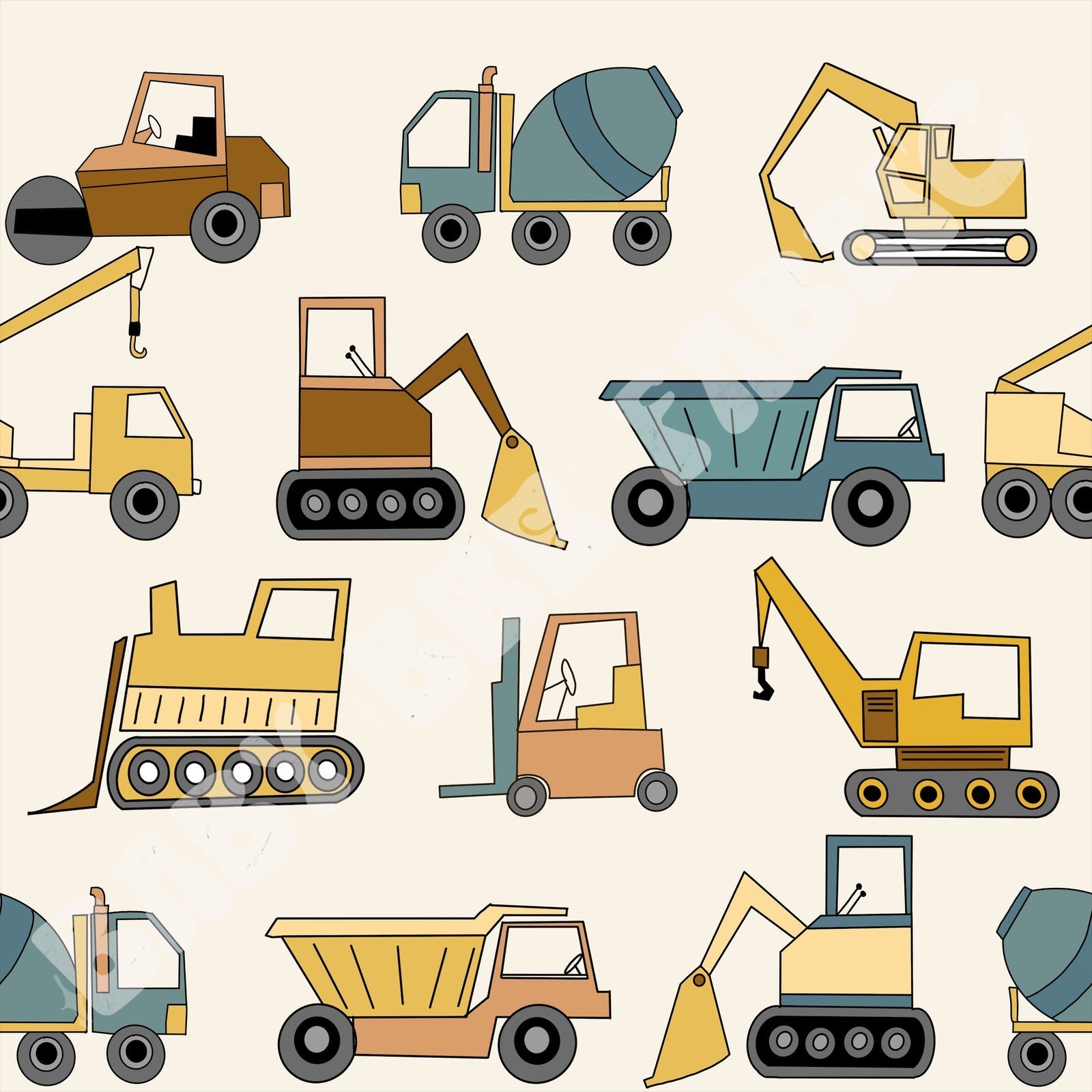 Muted Construction – Baby Bee Fabric RTS